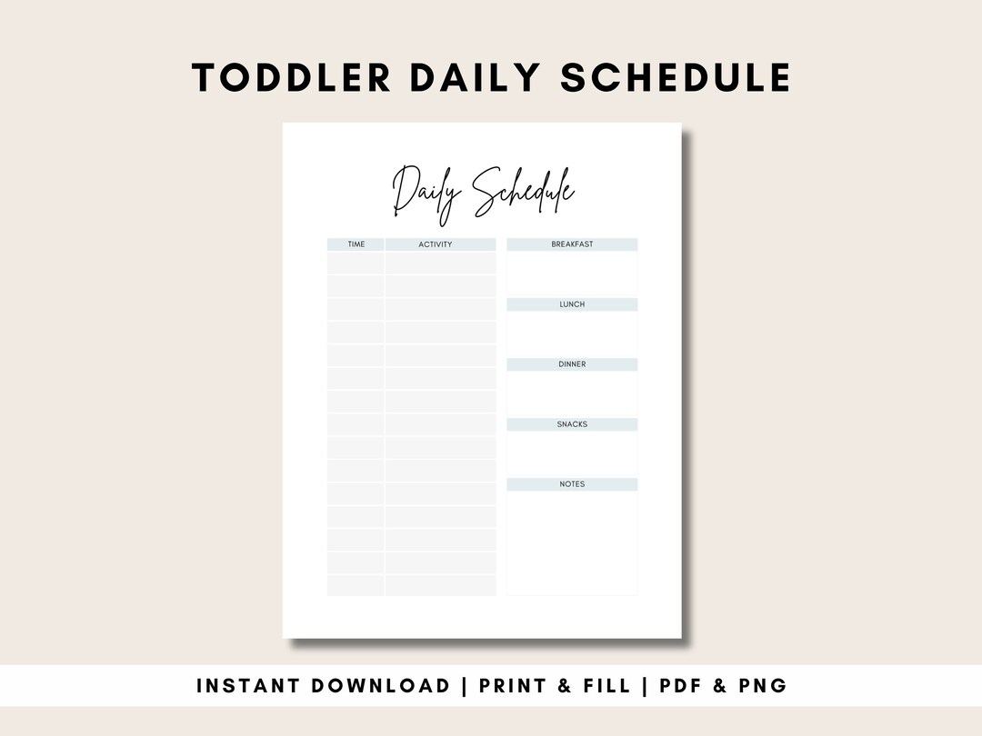 Printable Babysitter Schedule | Instant Download | Printable | Toddler ...