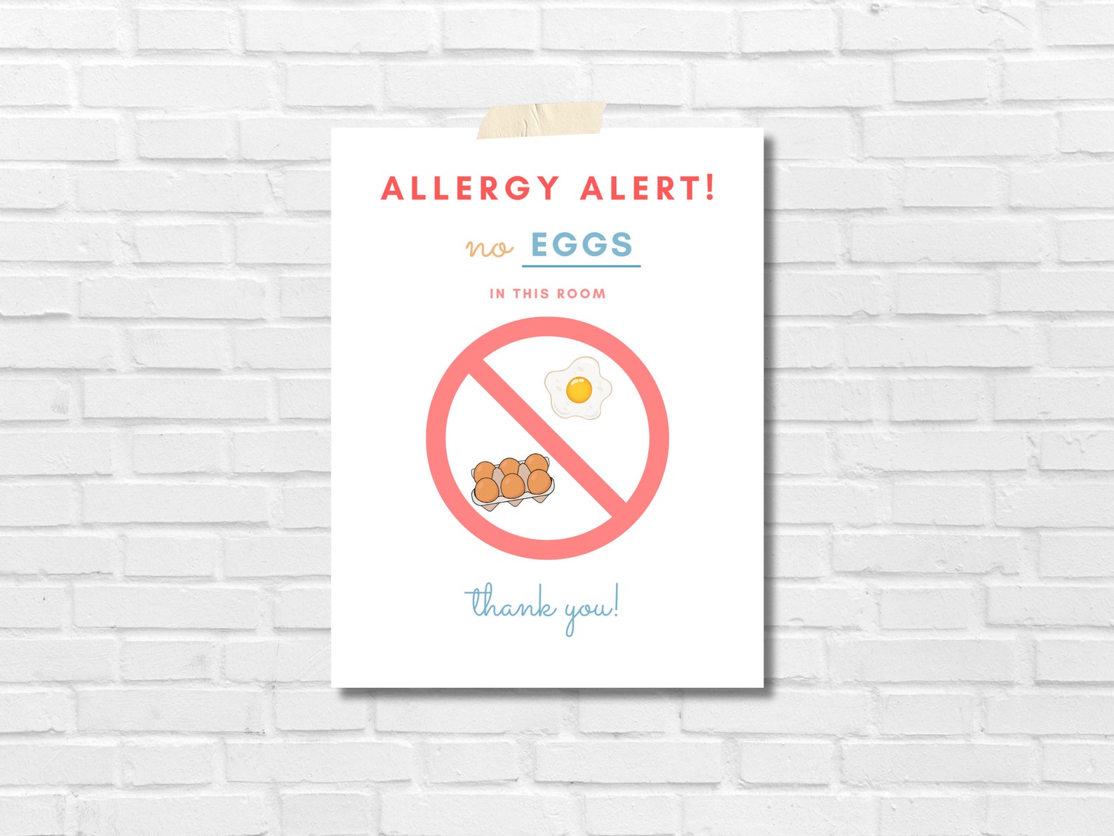 Printable Egg Allergy Sign | Classroom Allergy Alert | Daycare Allergy ...