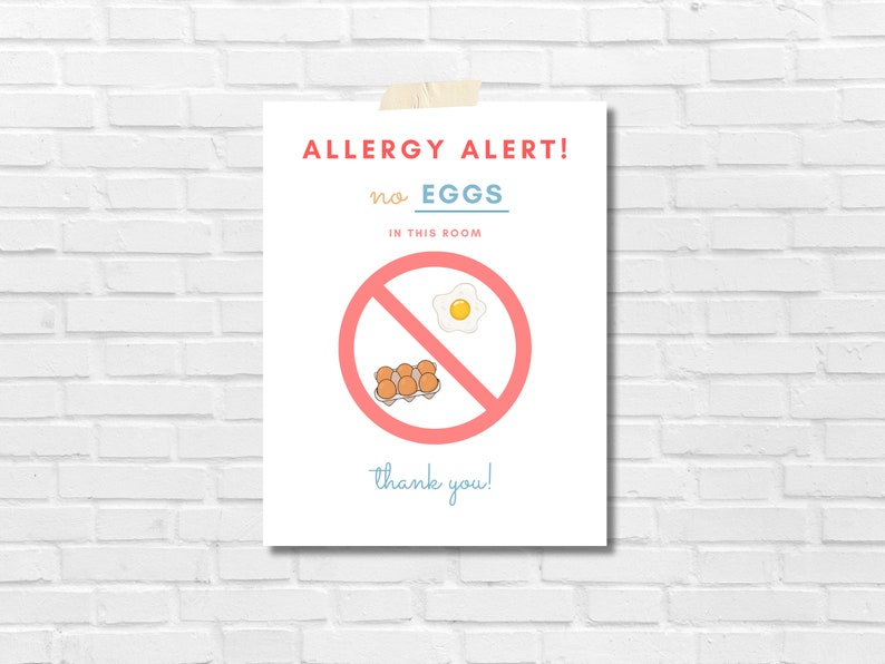 Printable Egg Allergy Sign Classroom Allergy Alert Daycare Allergy ...