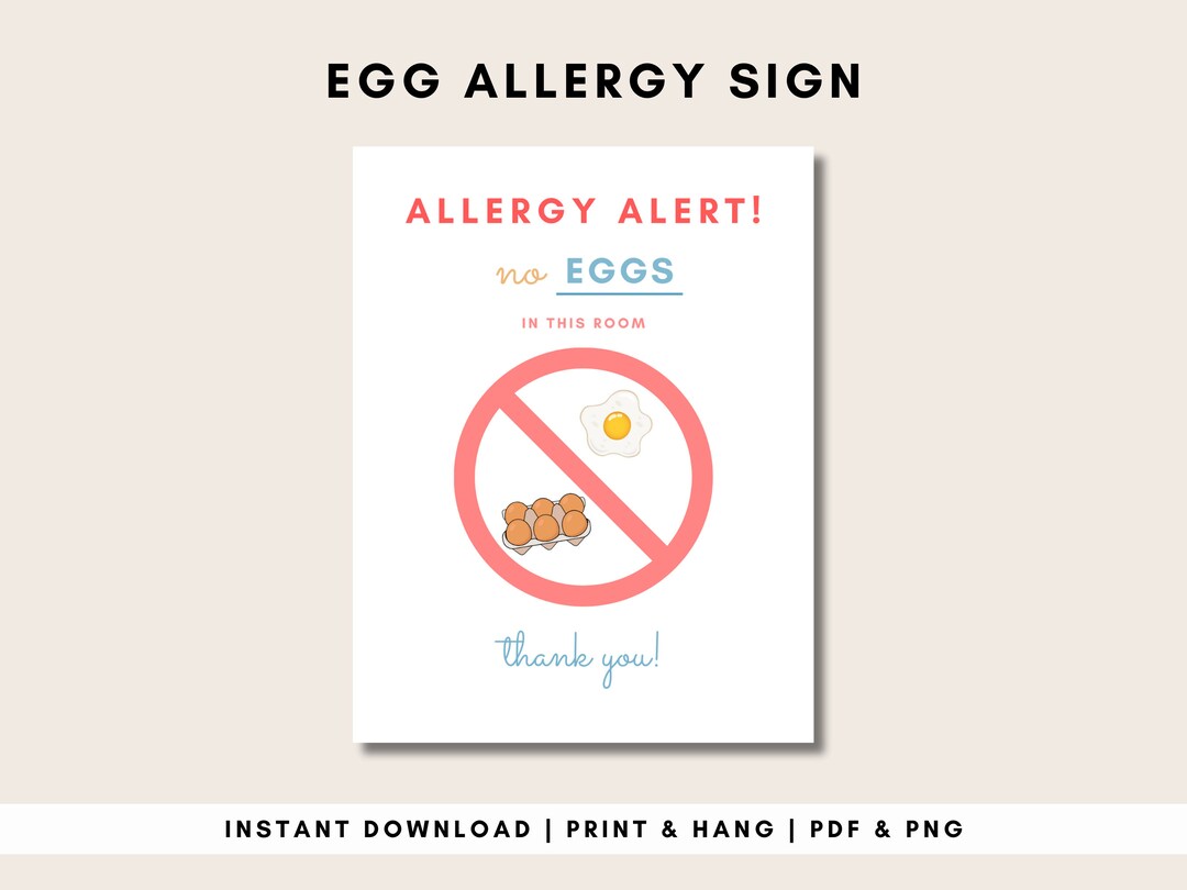 Printable Egg Allergy Sign | Classroom Allergy Alert | Daycare Allergy ...