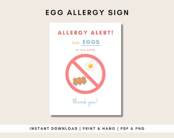 Printable Allergy Alert Sign | Classroom Allergy Warning | School ...