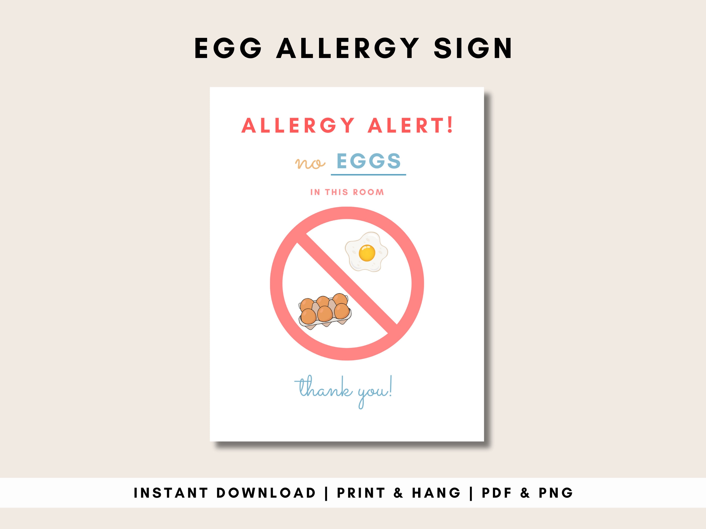 Printable Egg Allergy Sign | Classroom Allergy Alert | Daycare Allergy ...