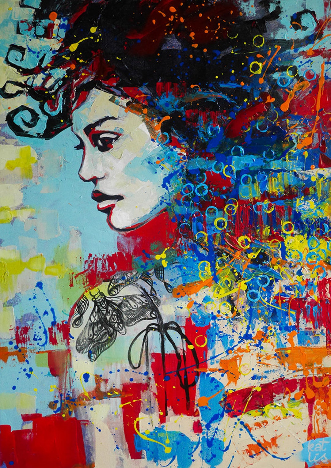 Abstract Girl, Painting, Picture for Living Room, Bedroom, Interior ...