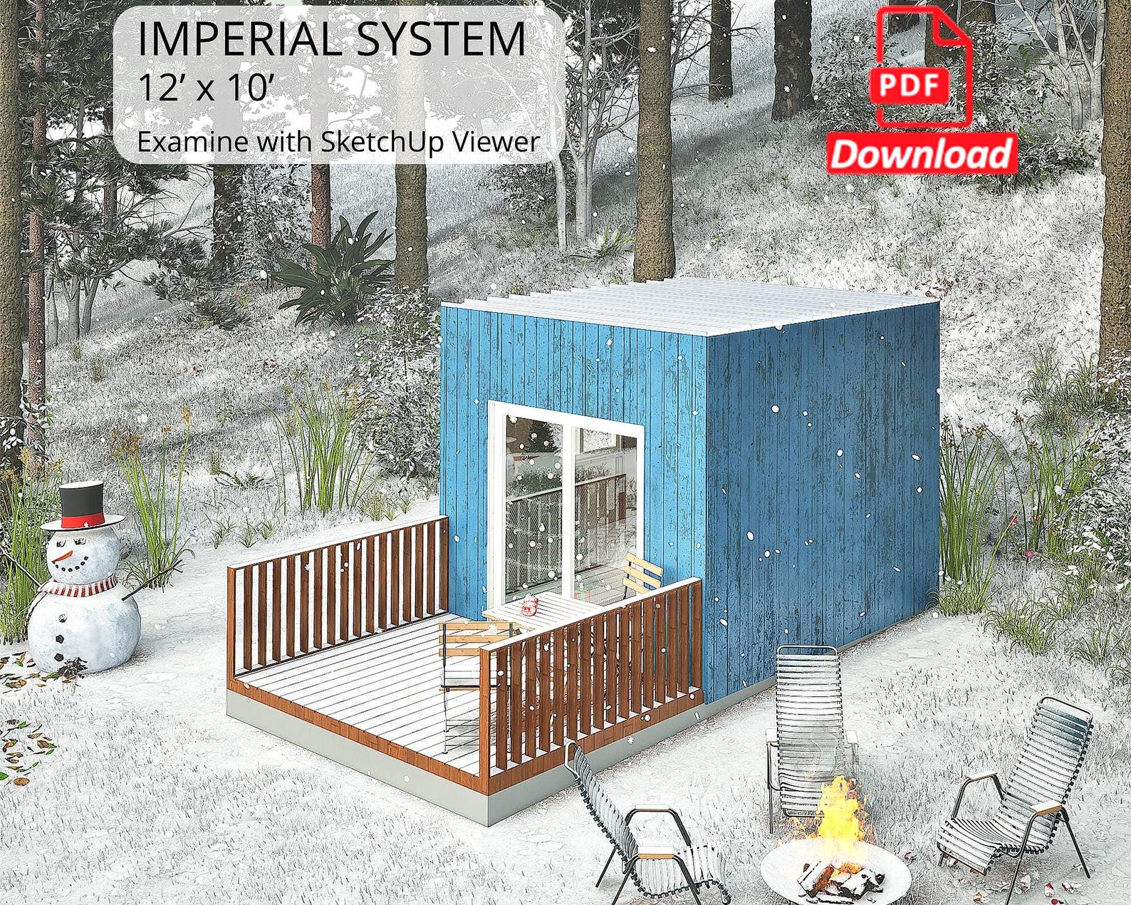 Cabin Plans, Tiny House Build Blueprint, 12x10 Tiny House Plan ...