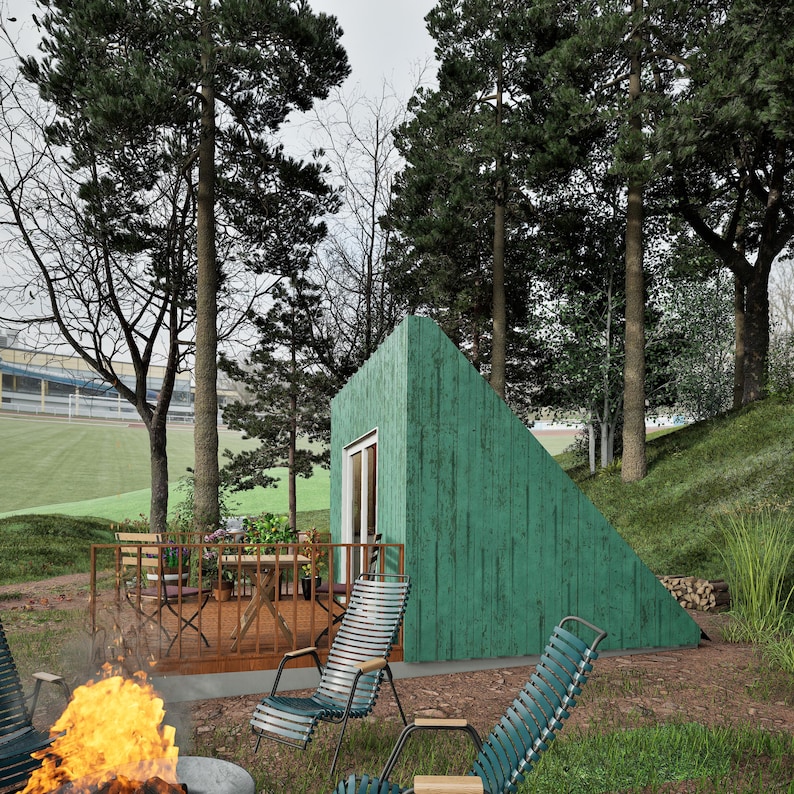 Easy to Build A Frame Cabin Plan, Very Small A Frame House, Changeable ...