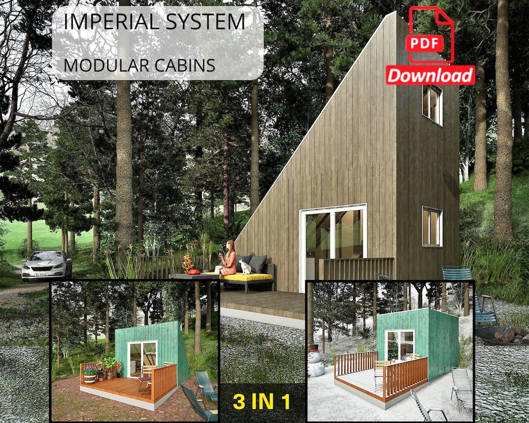 Modular Cabin Plans: A-frame & Cube Tiny House Blueprints (PDF Download ...