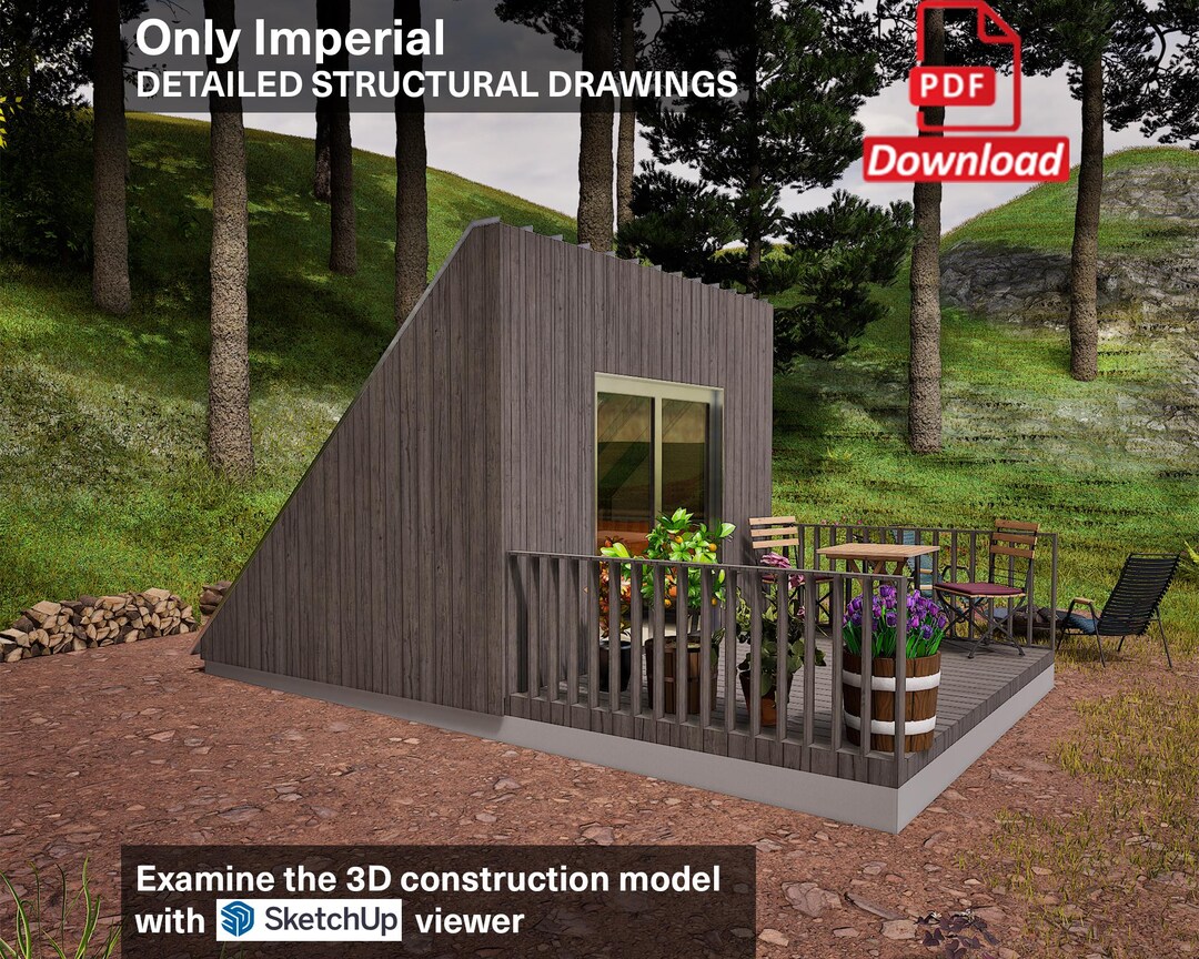 Easy to Build A Frame Cabin Plan, Very Small A Frame House, Changeable ...