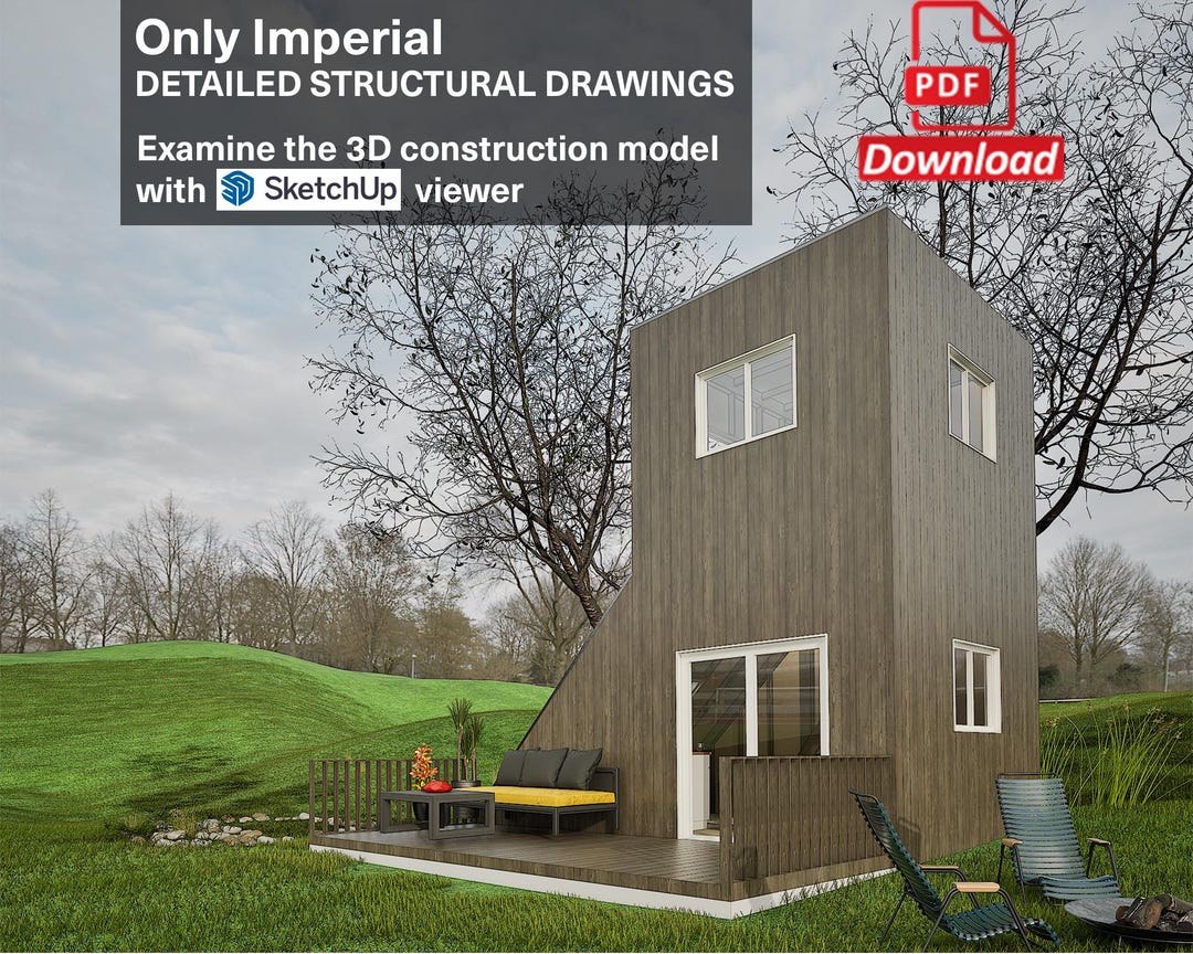 A Frame and Cube Tiny House Plan, Modular Cabin Plans, Changeable ...