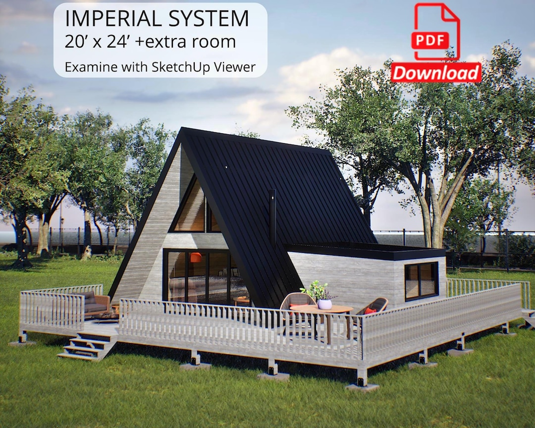 A-frame Cabin Plan, A-frame Tiny Plan, 20x24 Tiny House, A-frame ...