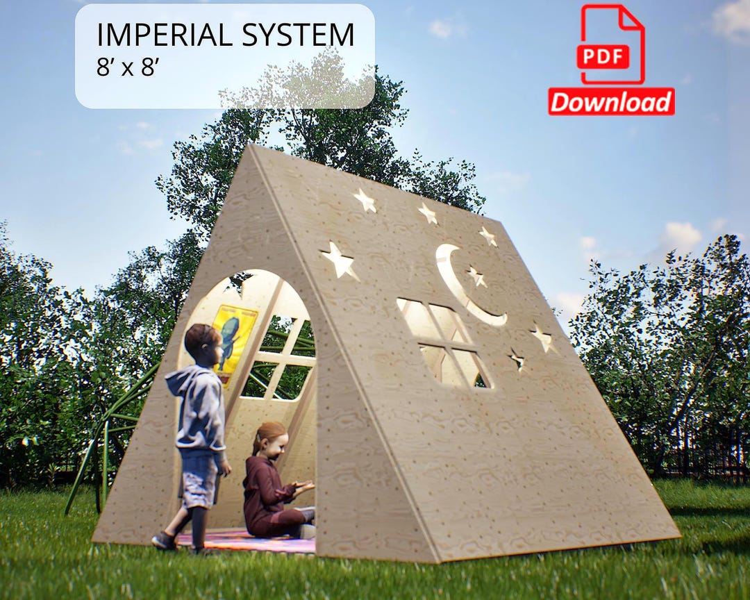 Play House Plan | 8x8 Triangle Playhouse Plan | A Frame Playhouse Plan ...