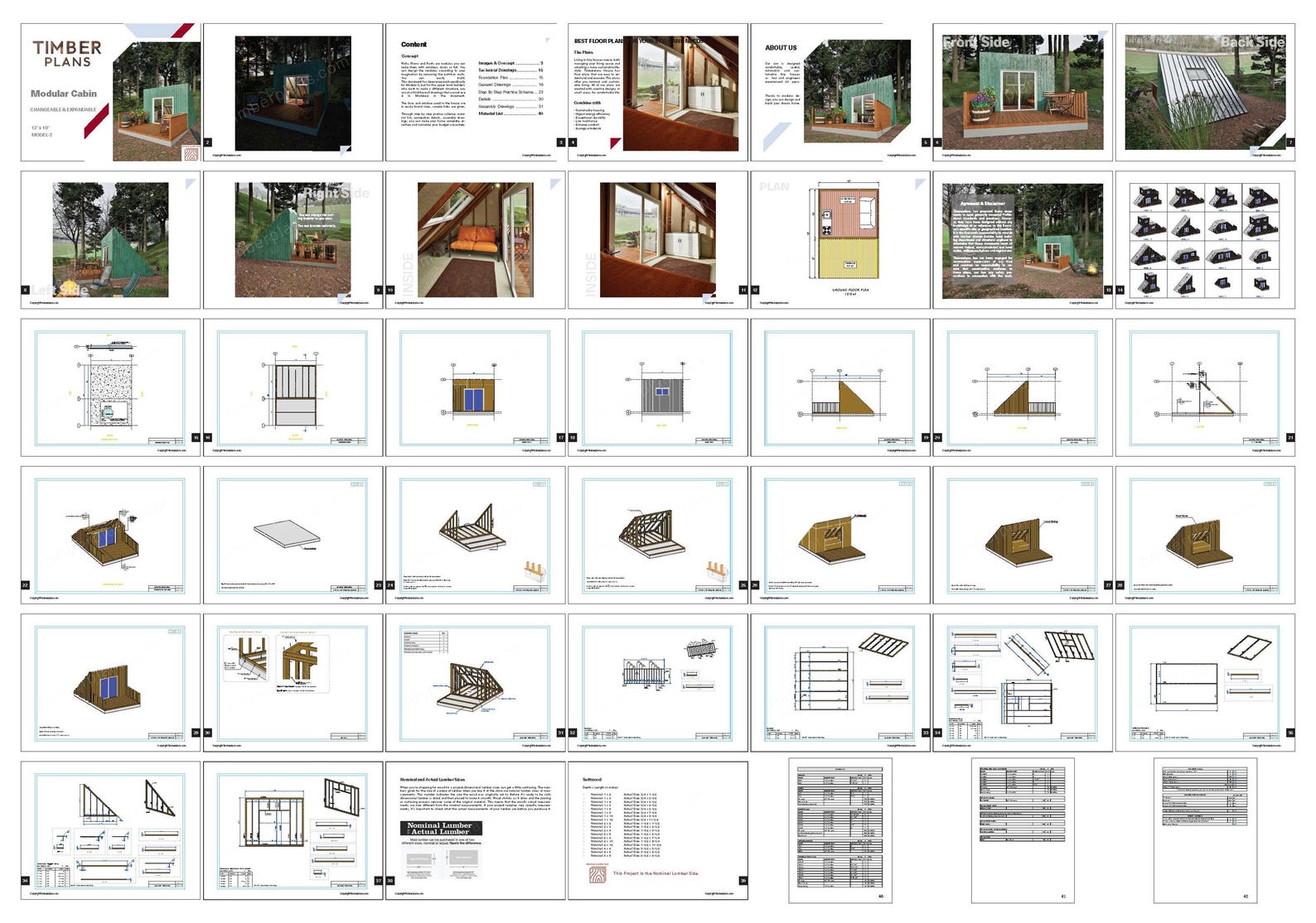 Easy to Build A Frame Cabin Plan, Very Small A Frame House, Changeable ...