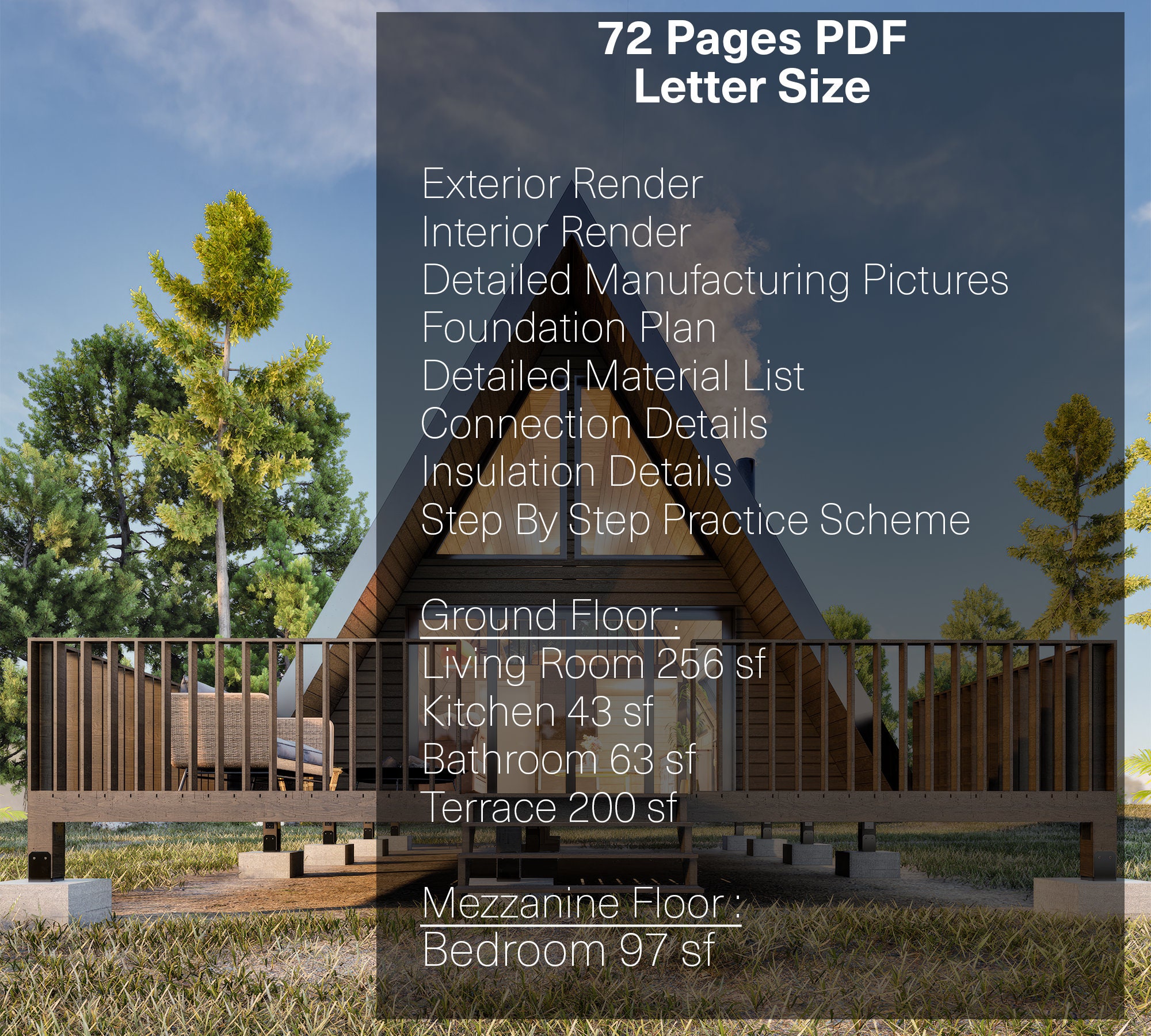 A Frame Tiny House Plan, 20'x24' A Frame House Plans, A Frame Cabin ...