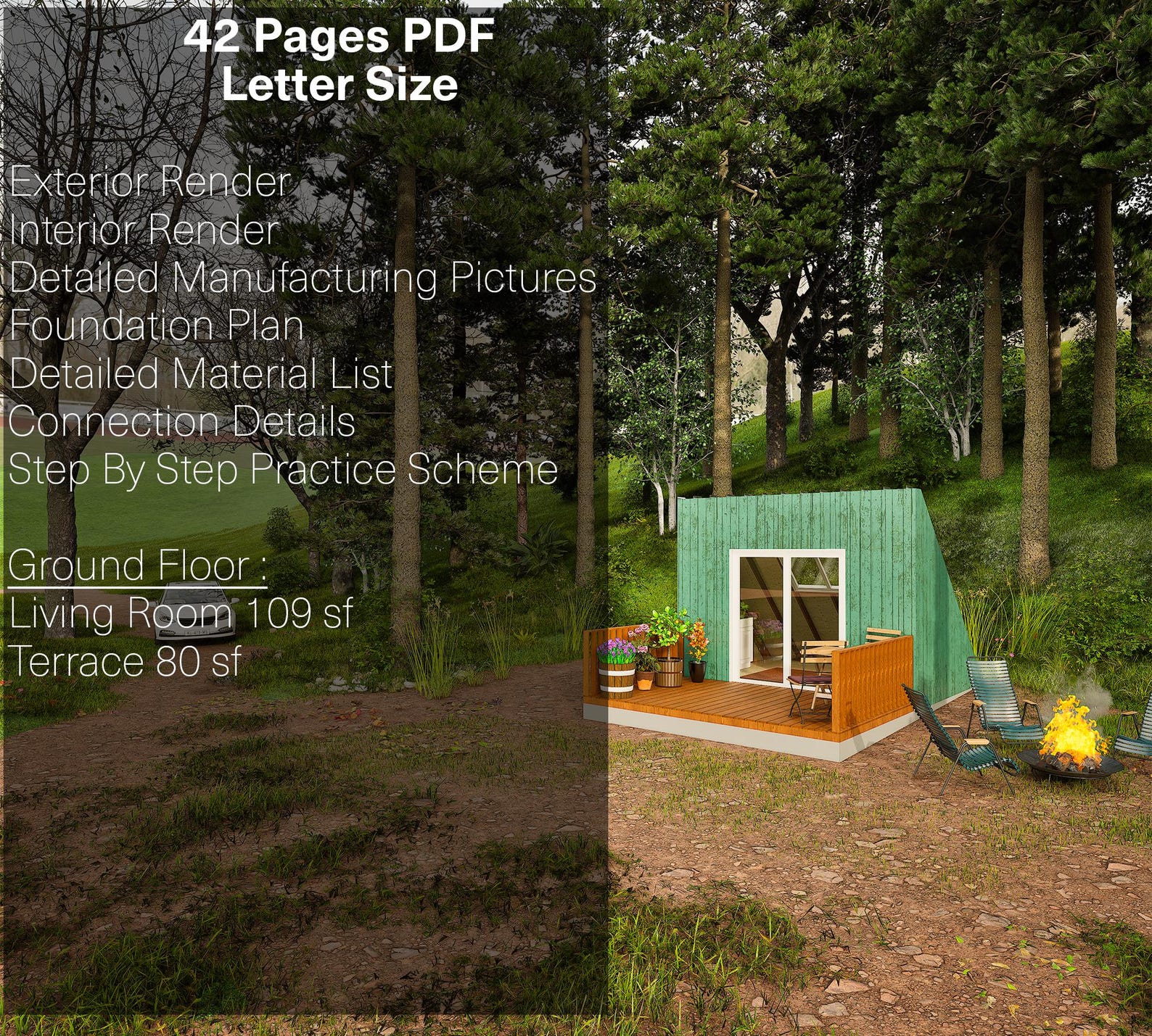 Easy to Build A Frame Cabin Plan, Very Small A Frame House, Changeable ...