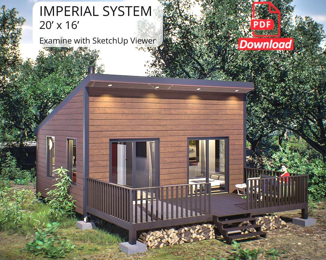 20x16 Cottage House Plans: Single Story Tiny Home DIY (PDF Download) - Etsy