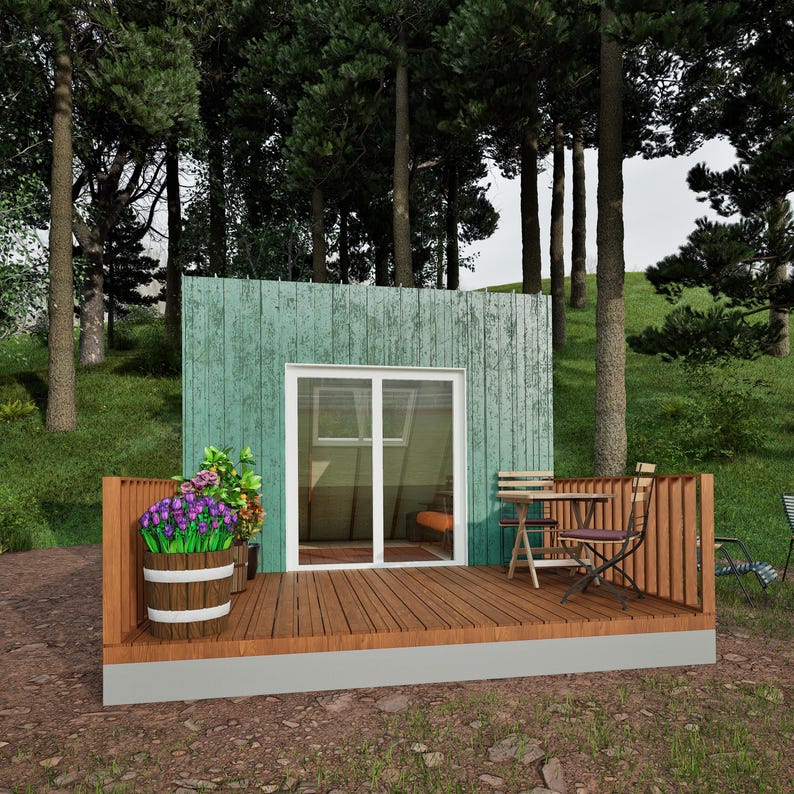 Easy to Build A Frame Cabin Plan, Very Small A Frame House, Changeable ...