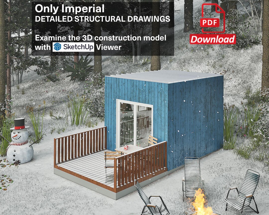 Easy to Build Cube Cabin Plans, Changeable & Expandable, 12x10 Tiny ...