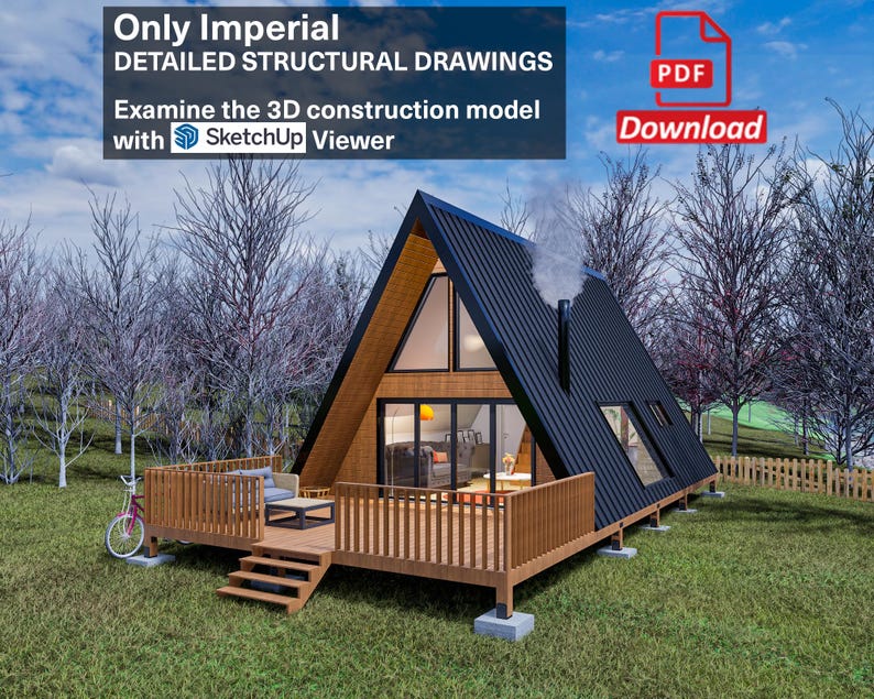 Modern A-frame Tiny House Plan, A Frame Cabin Plans, Modern A-frame House Plan Custom A-frame ...