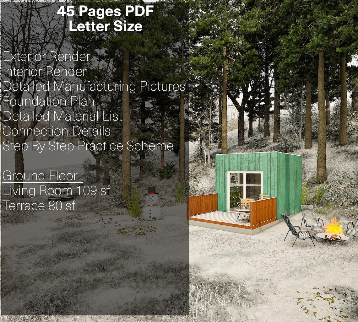 Cabin Plans, Tiny House Build Blueprint, 12x10 Tiny House Plan ...