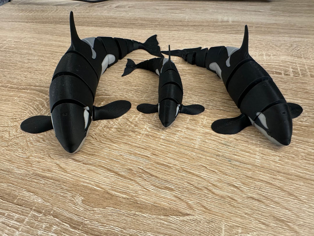 Orca Whale 3D Printed Figure in Black and White Available in 3 Sizes ...