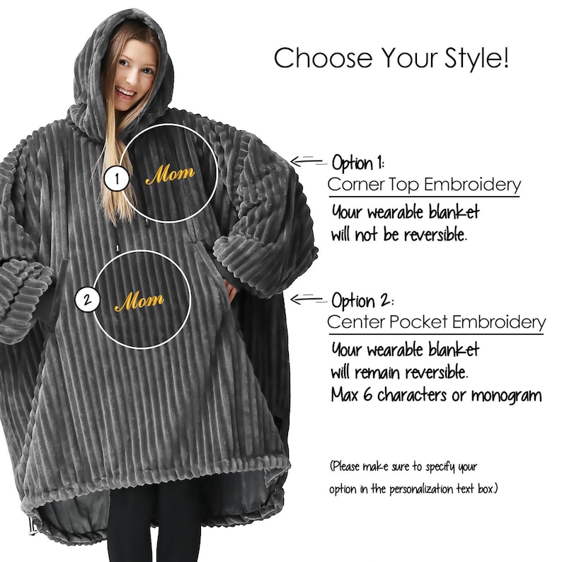 Personalized Wearable Blanket Hoodie: Custom Embroidered Snuggie With ...