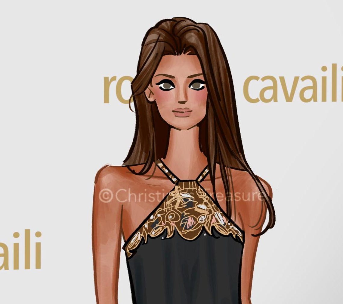 Fashion Illustration | Bombshell Model Drawing | Red Carpet Art Print ...