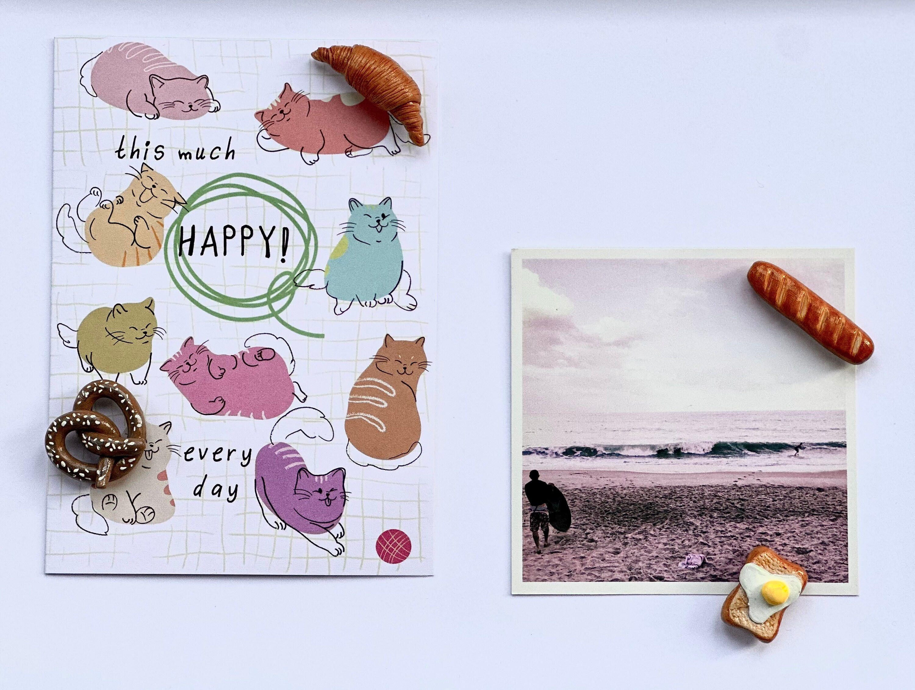 Handmade Magnets Freshly Baked Breads Theme Set of 4 Magnets Miniature ...