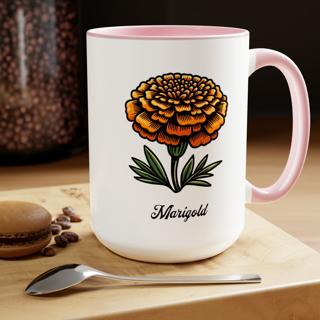 Custom Marigold Birth Flower Month October Mug Personalized Gift ...