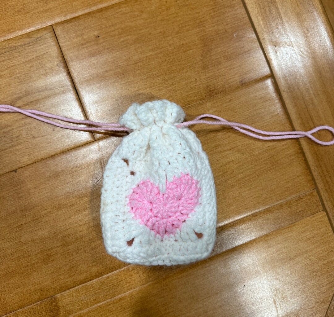 Handmade Crochet Pink Heart Pouch - Etsy