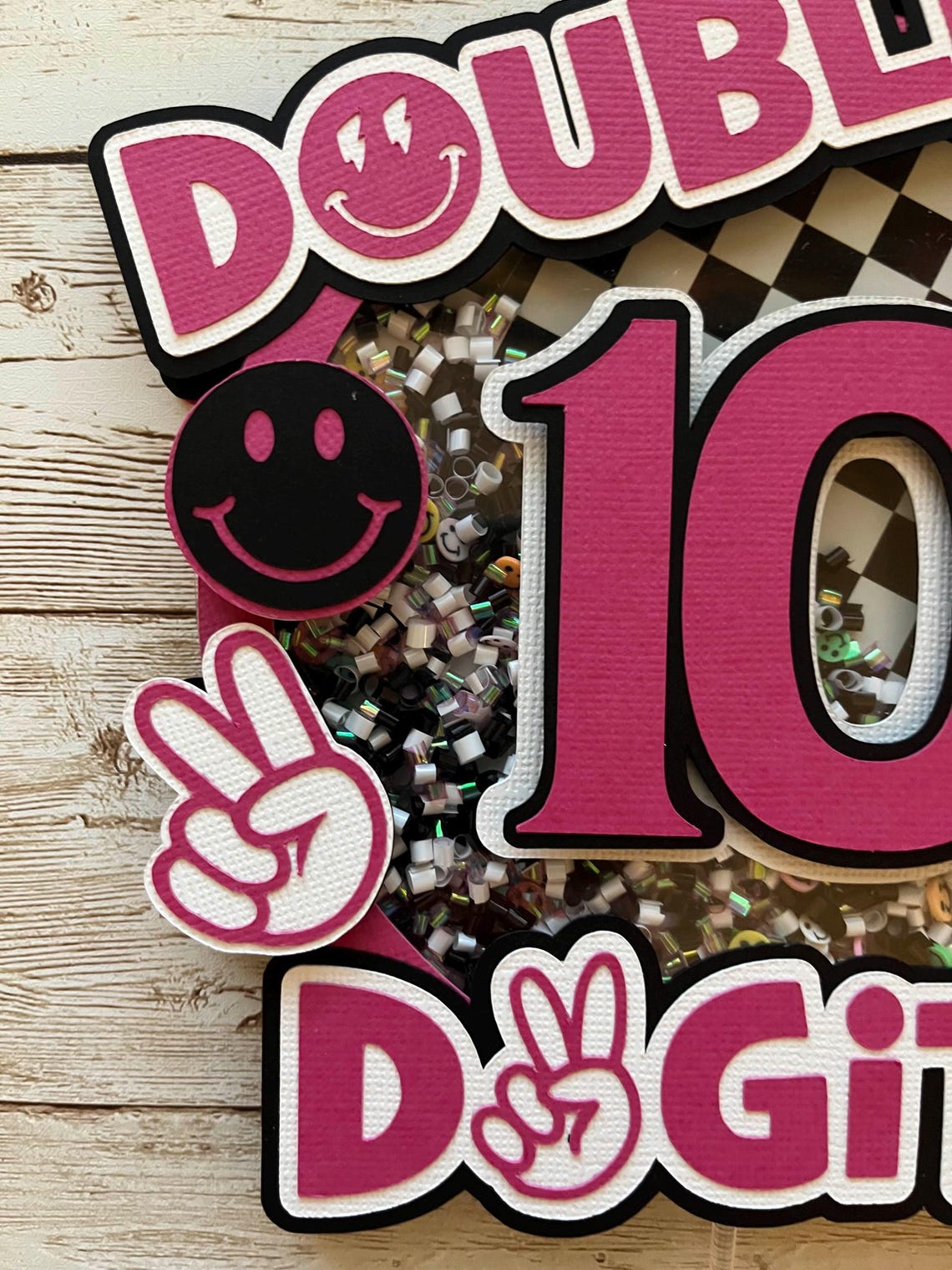Double Digits Cake Topper 3D Shaker Style, Pink & Black. - Etsy