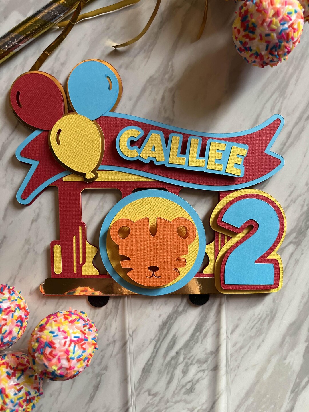 Personalized Tiger Inspired Cake Topper- Add a Name and Age to This ...