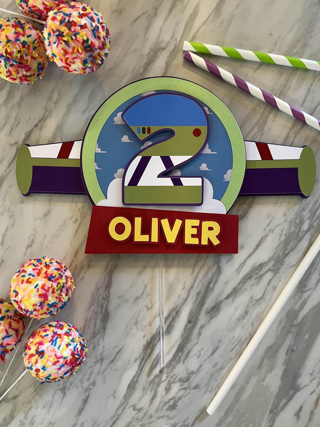 Custom Buzz Birthday Cake Topper: Layered Name & Age - Etsy