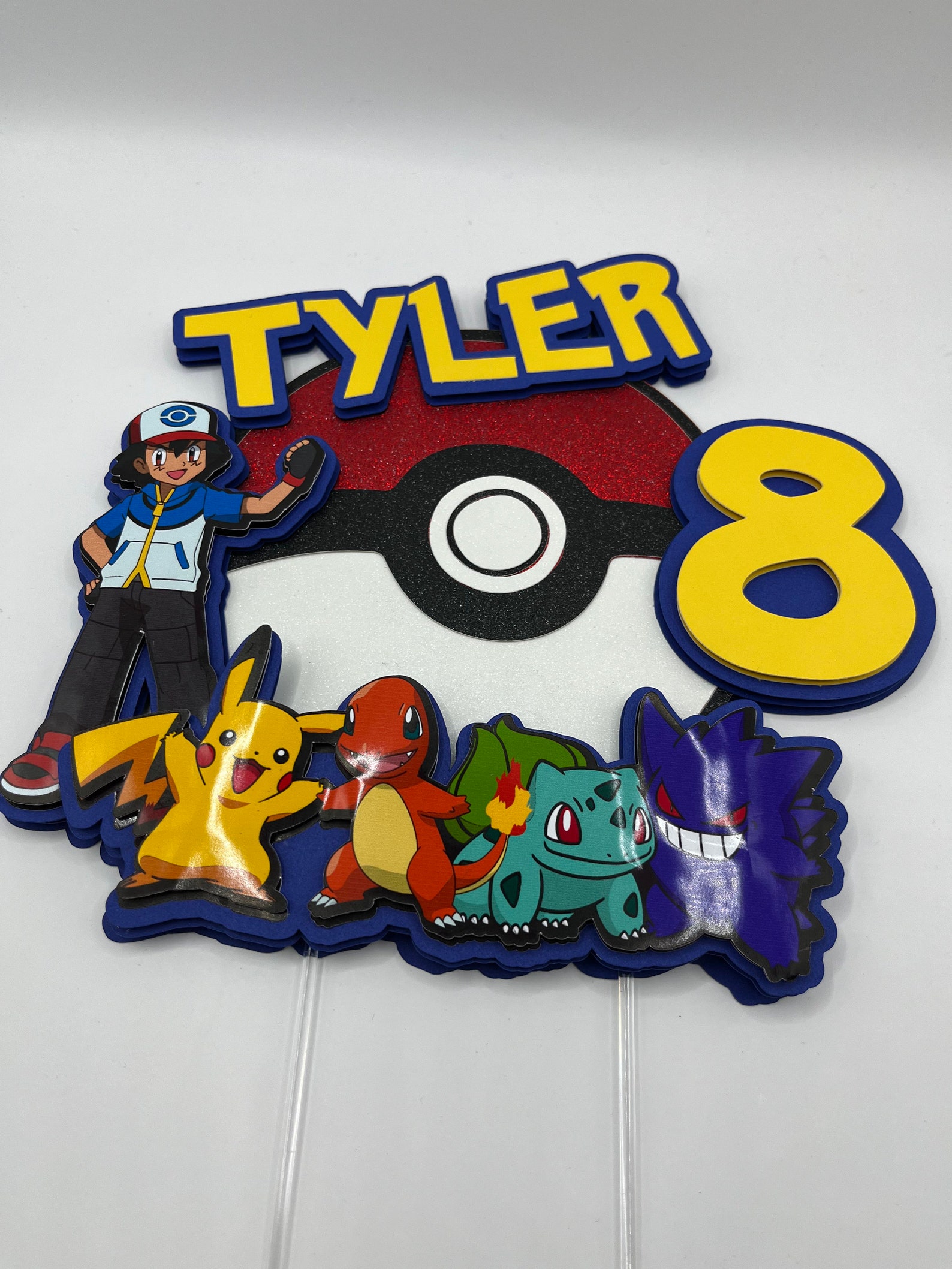 Custom Pokemon Birthday Cake Topper - Layered & 3D Cake Topper ...