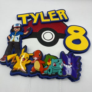 Custom Pokemon Birthday Cake Topper - Layered & 3D Cake Topper ...