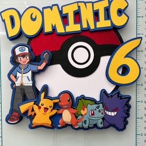 Custom Pokemon Birthday Cake Topper - Layered & 3D Cake Topper ...