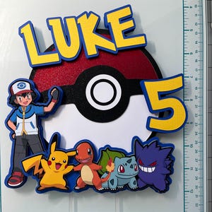 Custom Pokemon Birthday Cake Topper - Layered & 3D Cake Topper ...