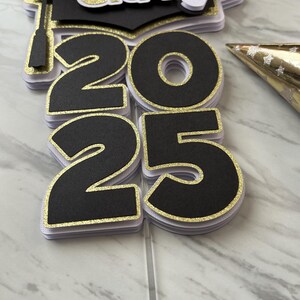 Graduation Cake Topper 2025- Graduate With Style With the Gold, White ...