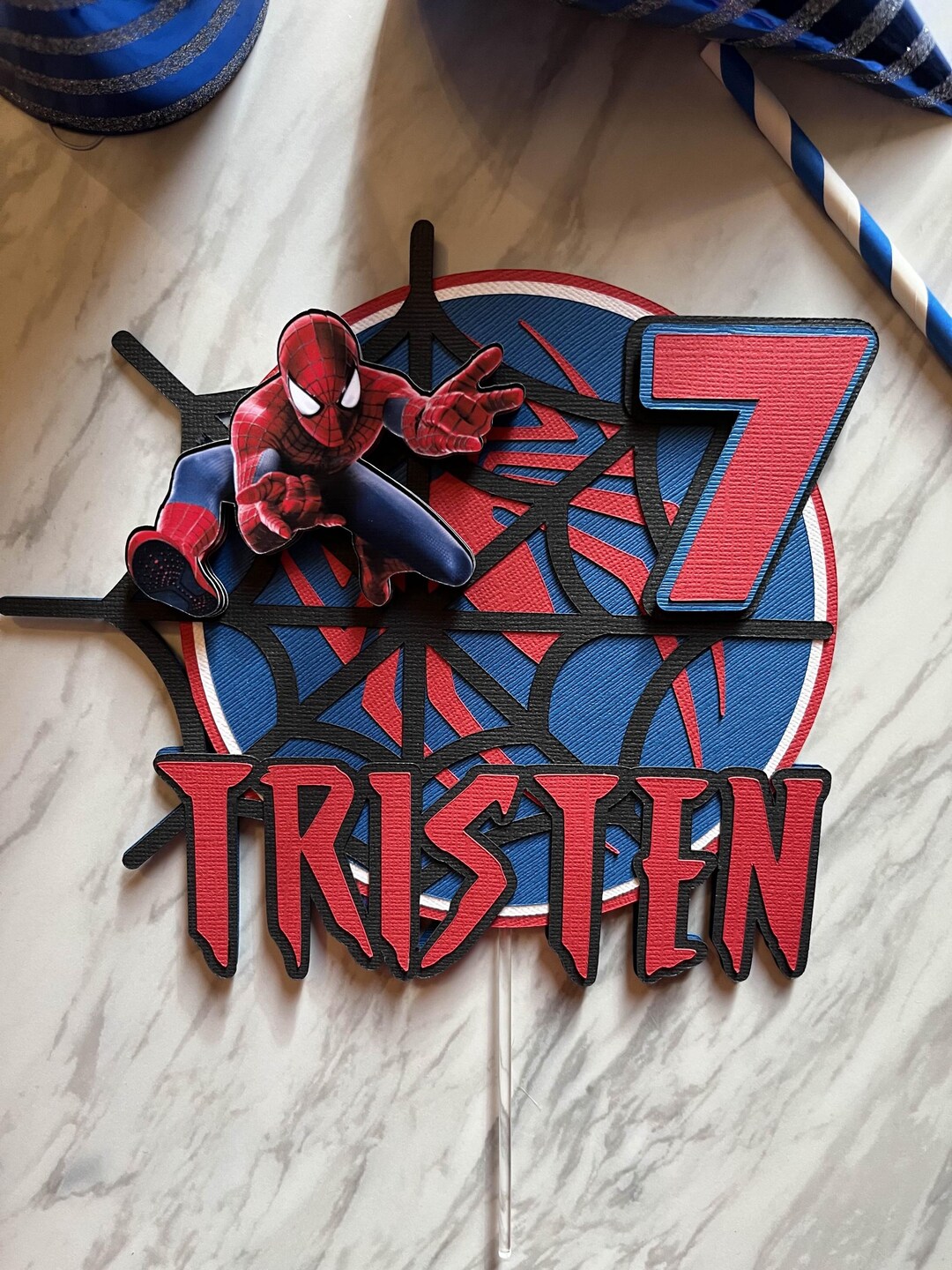 Personalized Spider-man Cake Topper: 3D Effect Birthday Party Decor ...