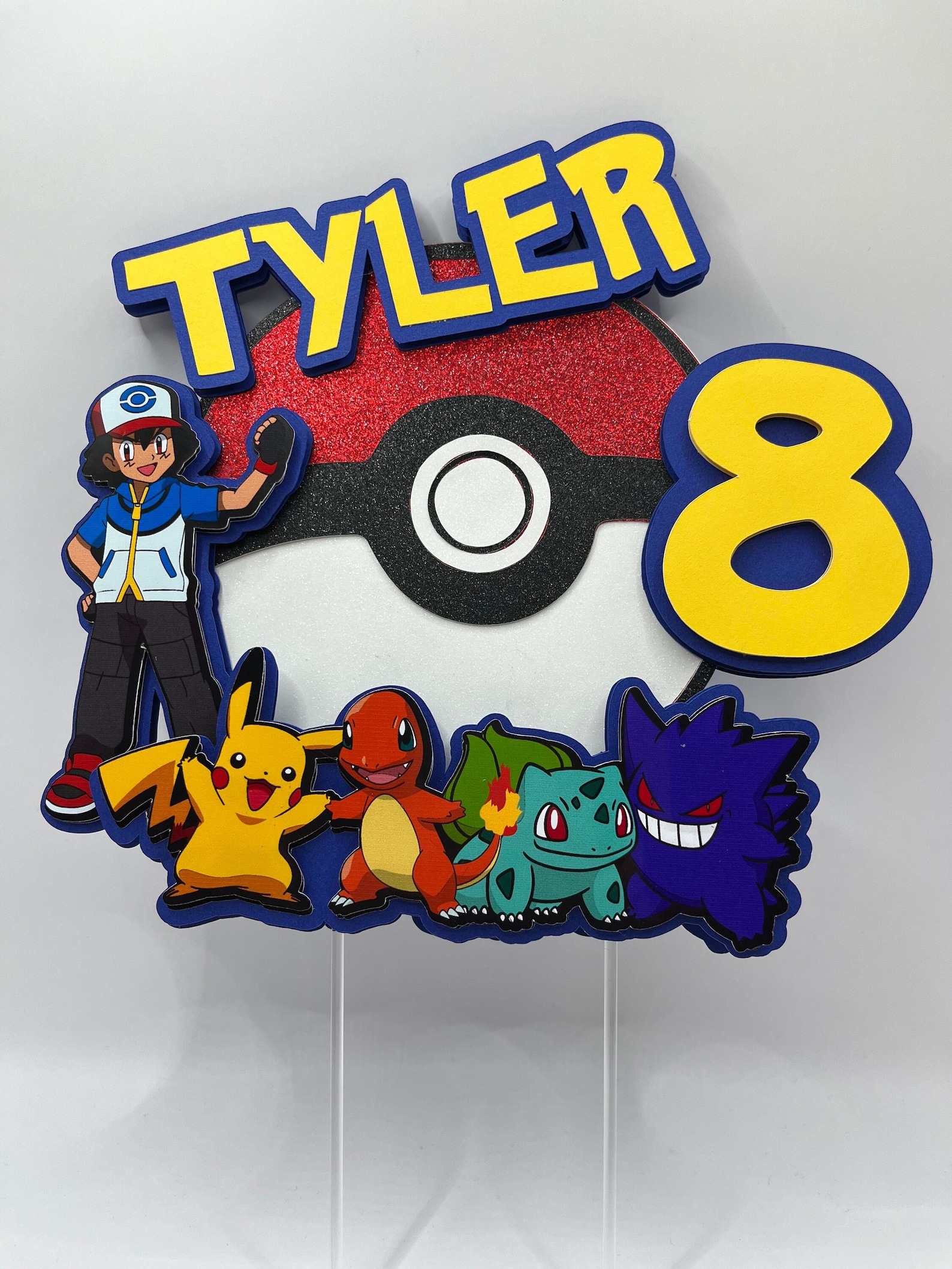 Custom Pokemon Birthday Cake Topper - Layered & 3D Cake Topper ...