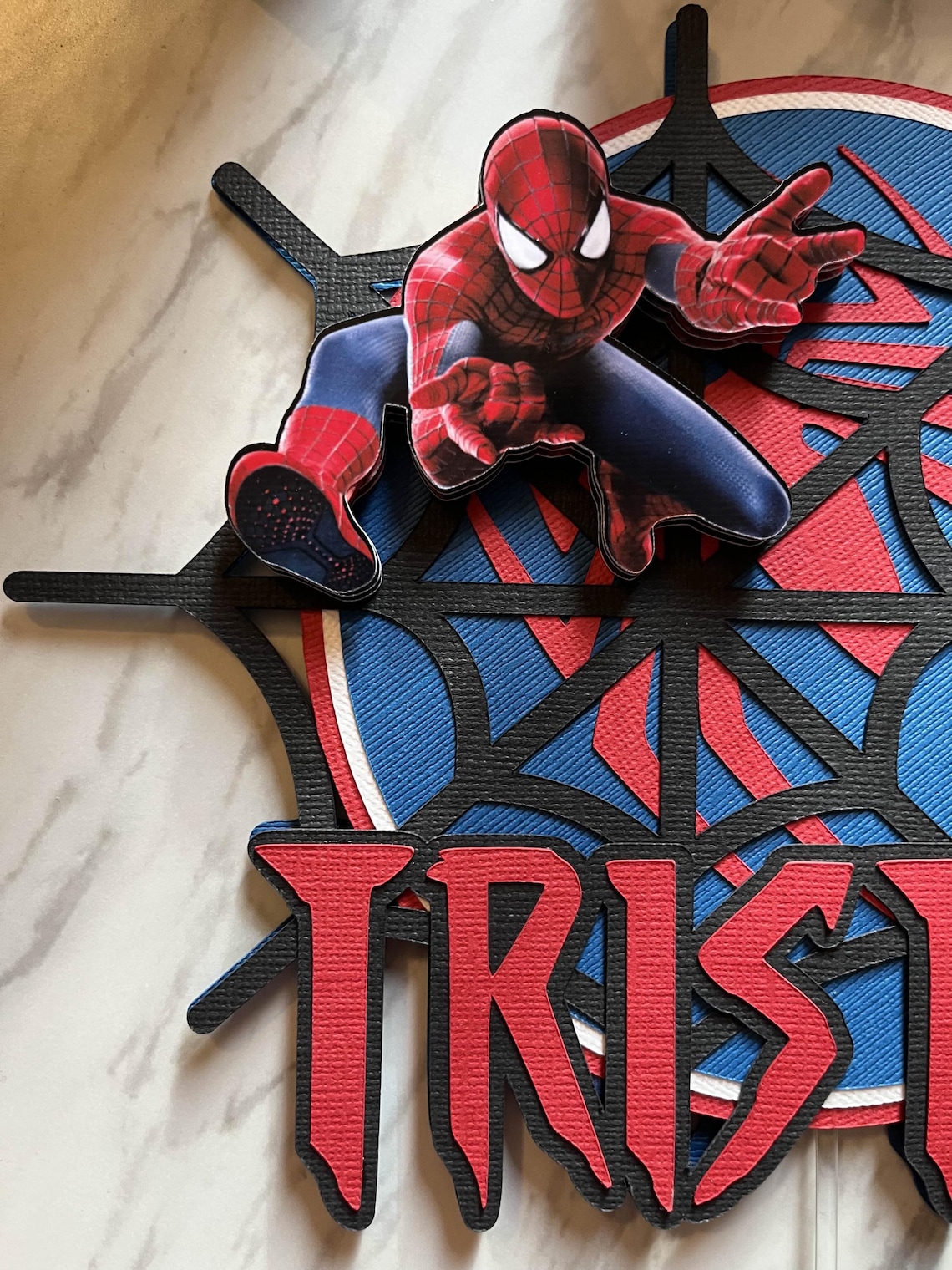 Personalized Spider-man Cake Topper: 3D Effect Birthday Party Decor ...