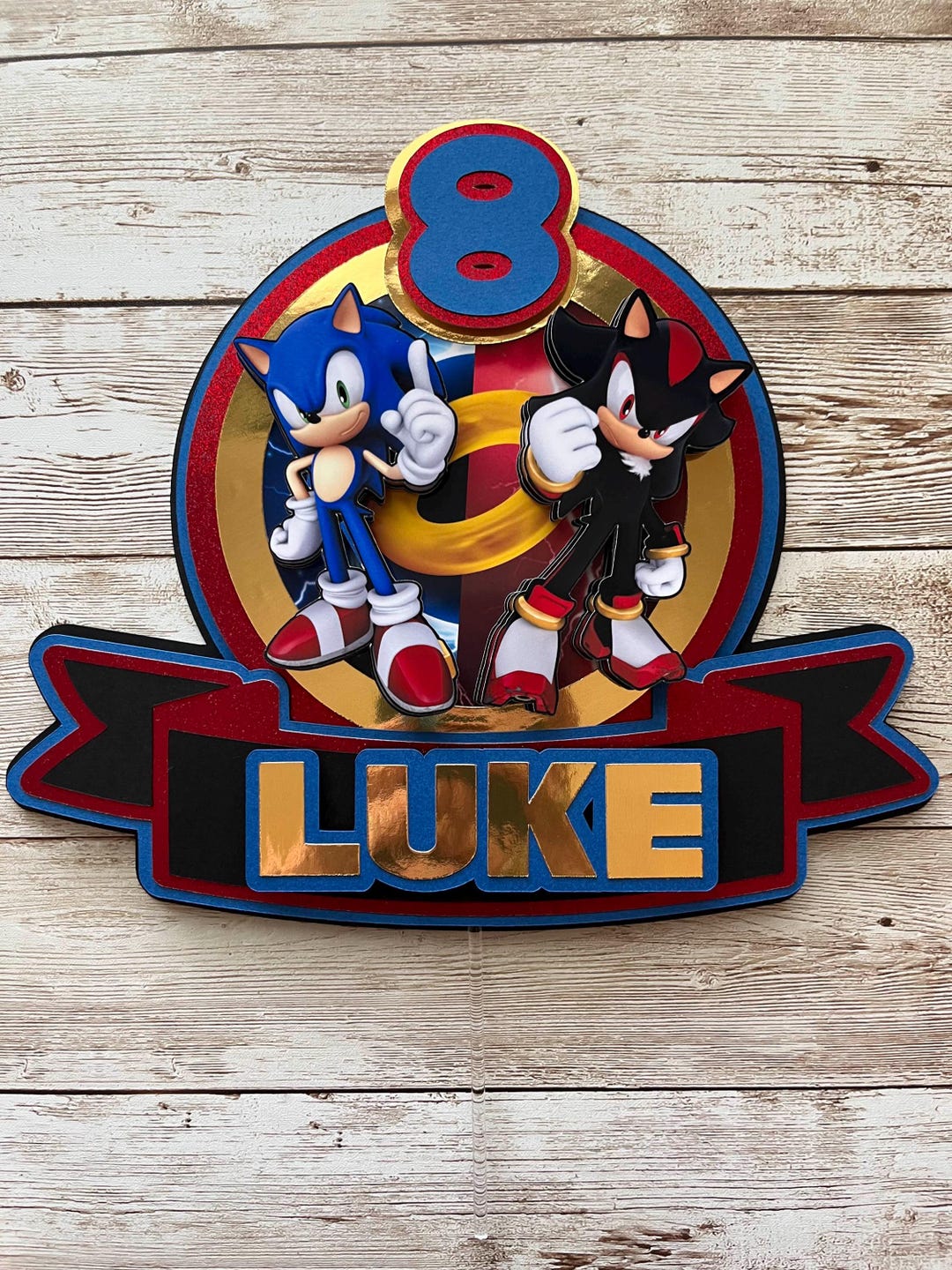 3d Customizable Sonic Vs Shadow Cake Topper. 3d Style With Custom Name ...