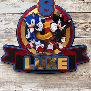 3d Customizable Sonic Vs Shadow Cake Topper. 3d Style With Custom Name ...