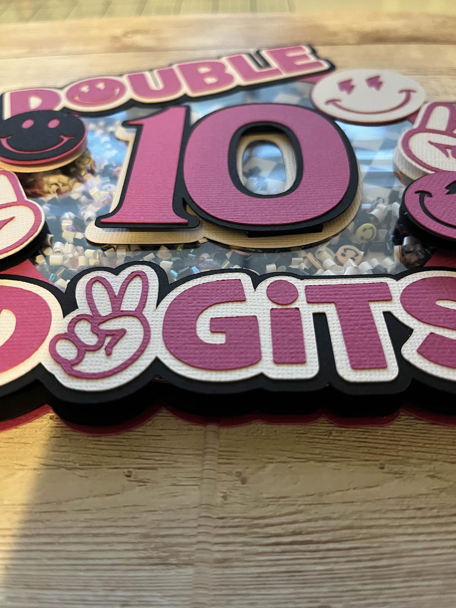 Double Digits Cake Topper 3D Shaker Style, Pink & Black. - Etsy