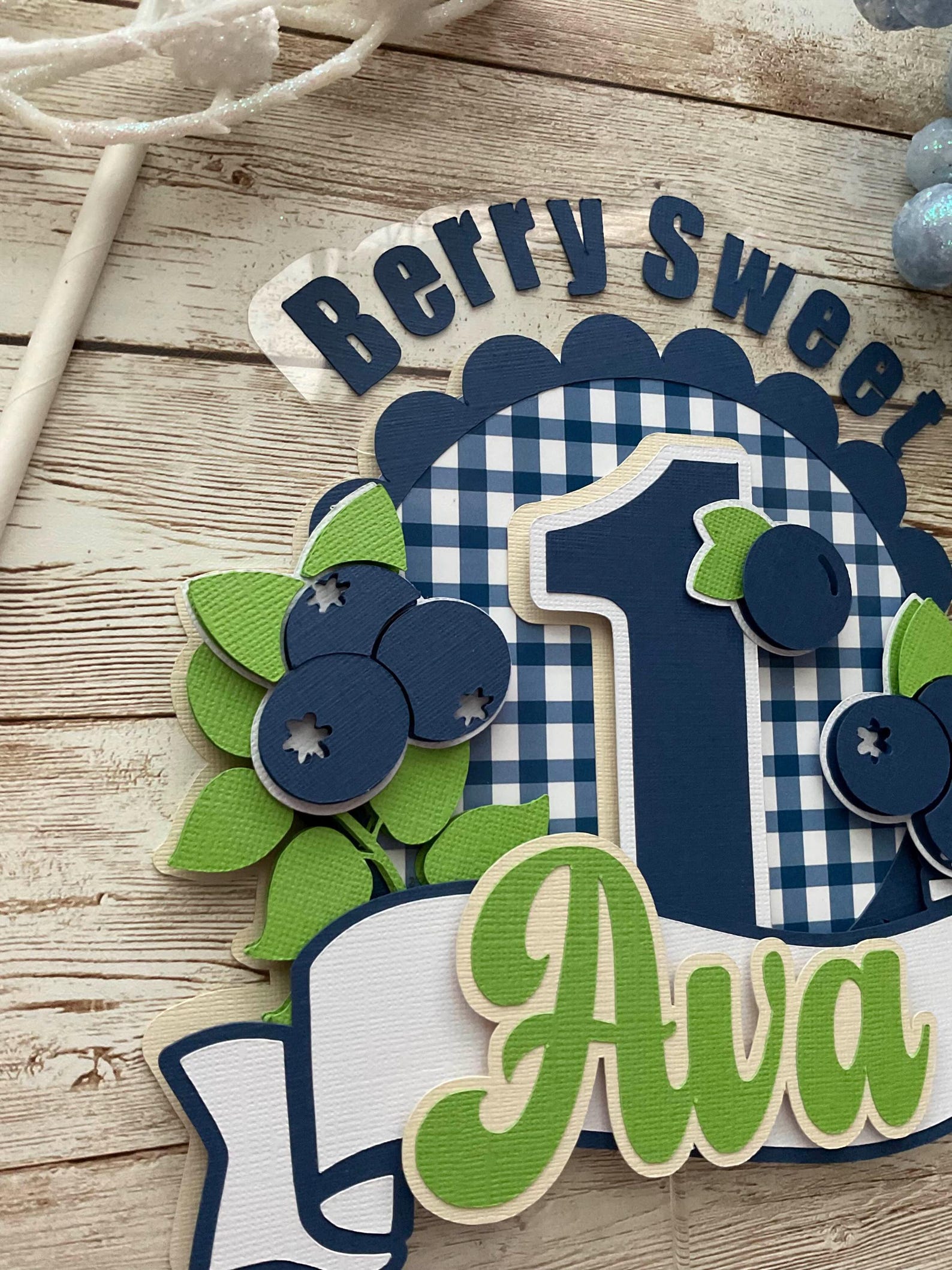 Personalized Berry Sweet Blueberry Layered Cake Topper. Blueberry Party ...