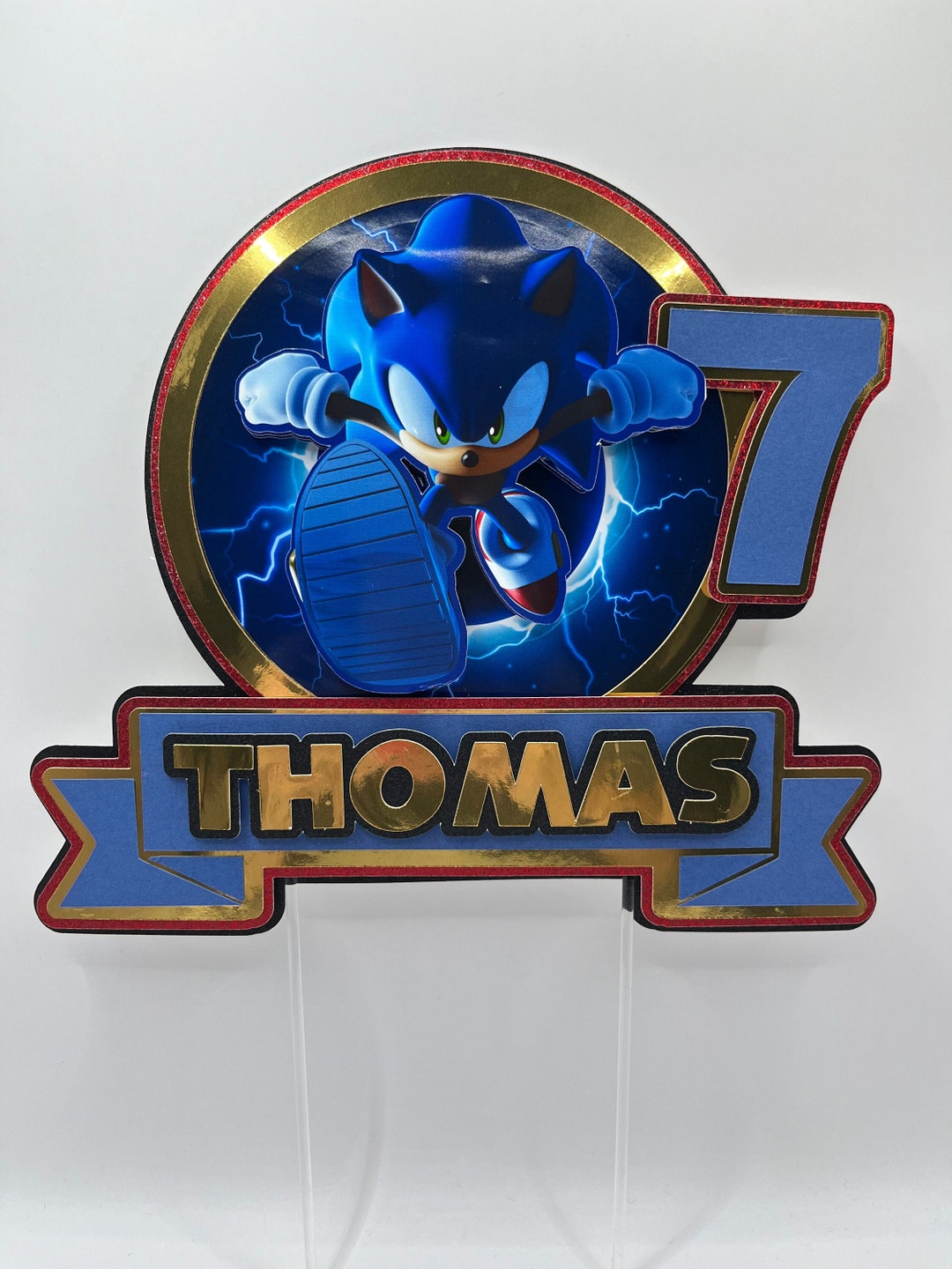Custom Sonic Birthday Cake Topper - 3D & Layered-sonic Birthday Topper ...