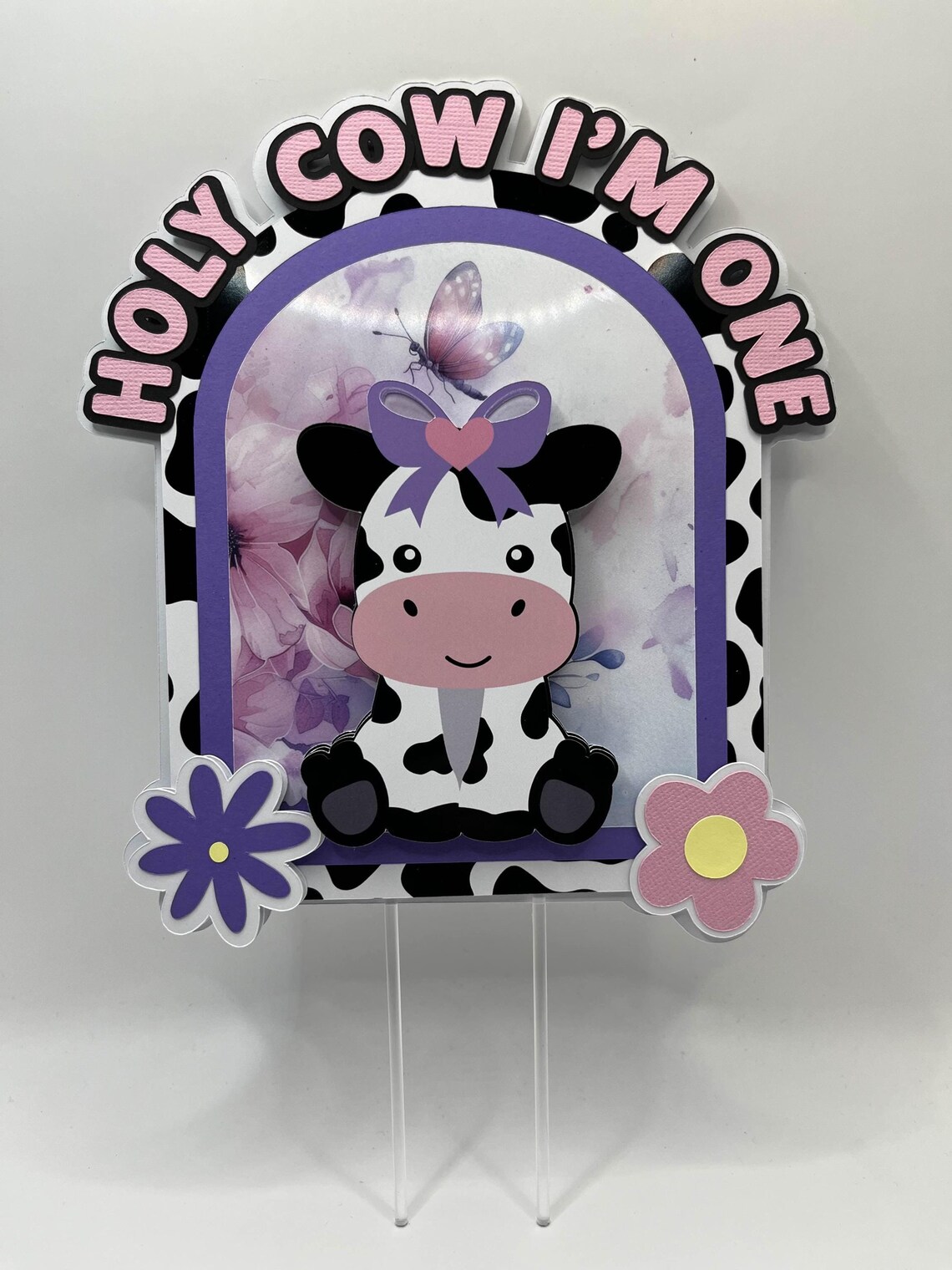 Cow 1st Birthday Cake Topper: Layered 3D Party Decor. - Etsy