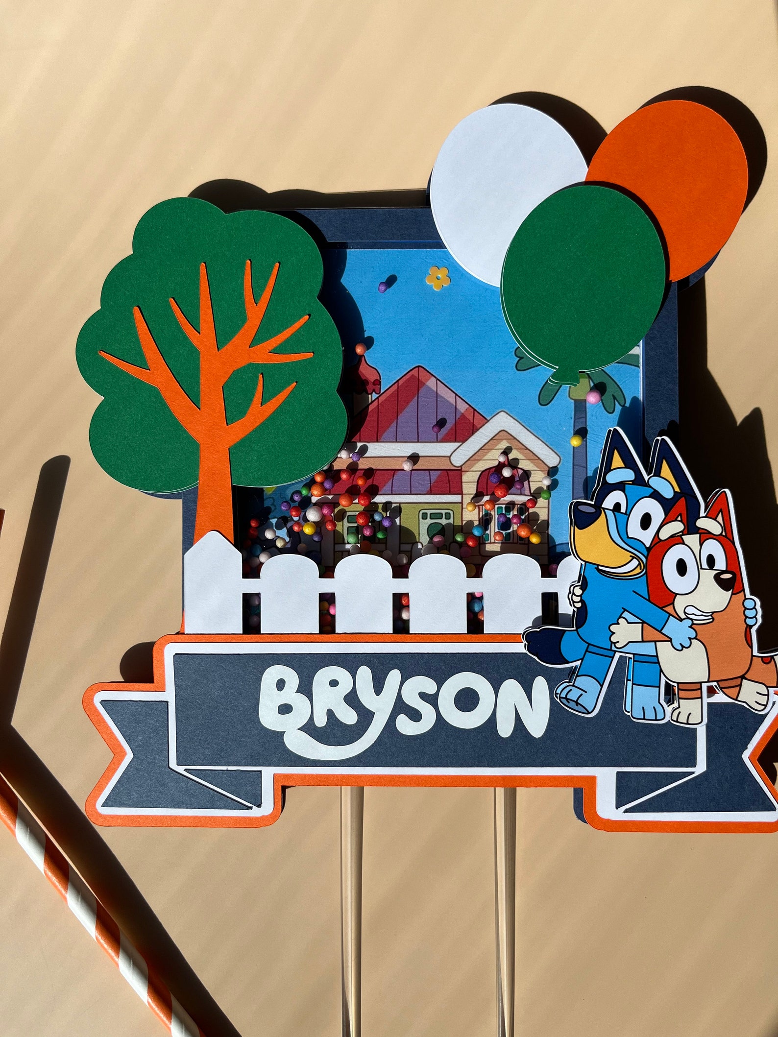 Custom Bluey Shaker Cake Topper Bluey Bday Topper Lighted Bluey Topper ...