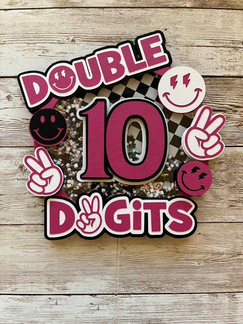 Double Digits Cake Topper 3D Shaker Style, Pink & Black. - Etsy