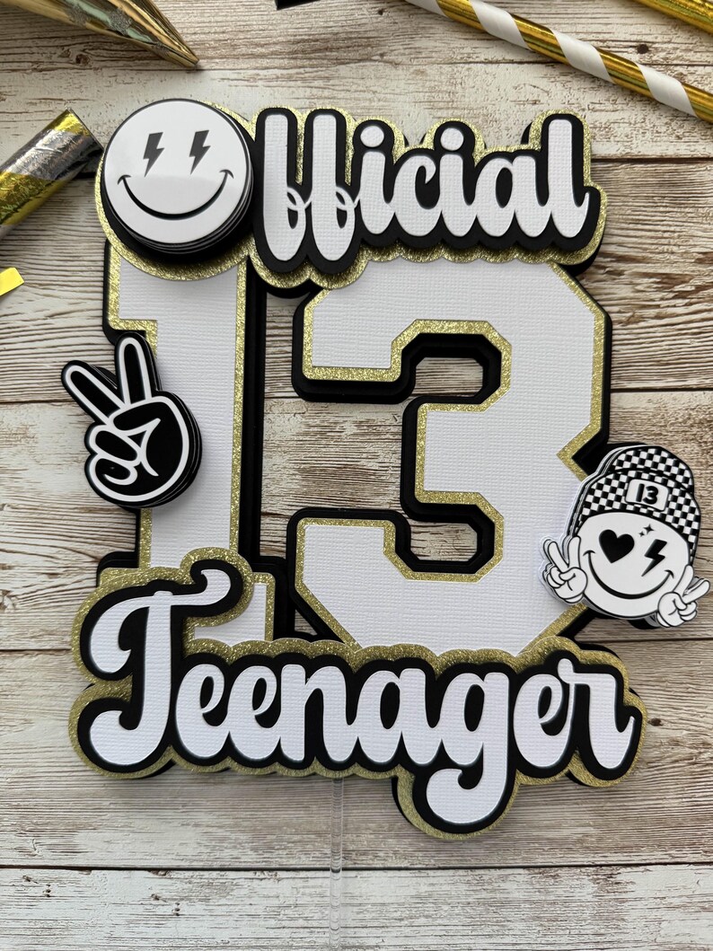 Teen Cake Topper: Layered 13th Birthday Party Decor - Etsy