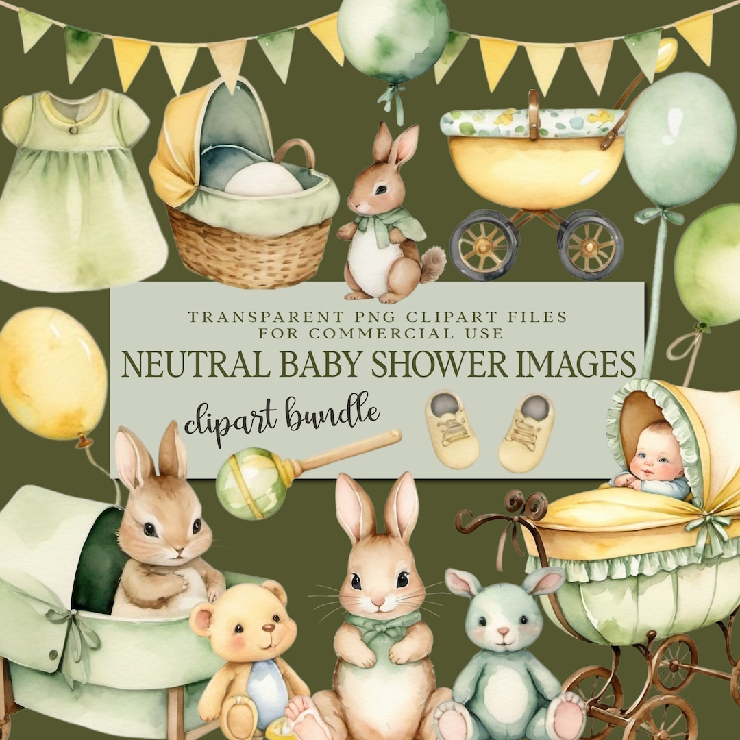 Watercolor Baby Clip Art Clipart Pack, Neutral Baby Shower, Clipart for ...