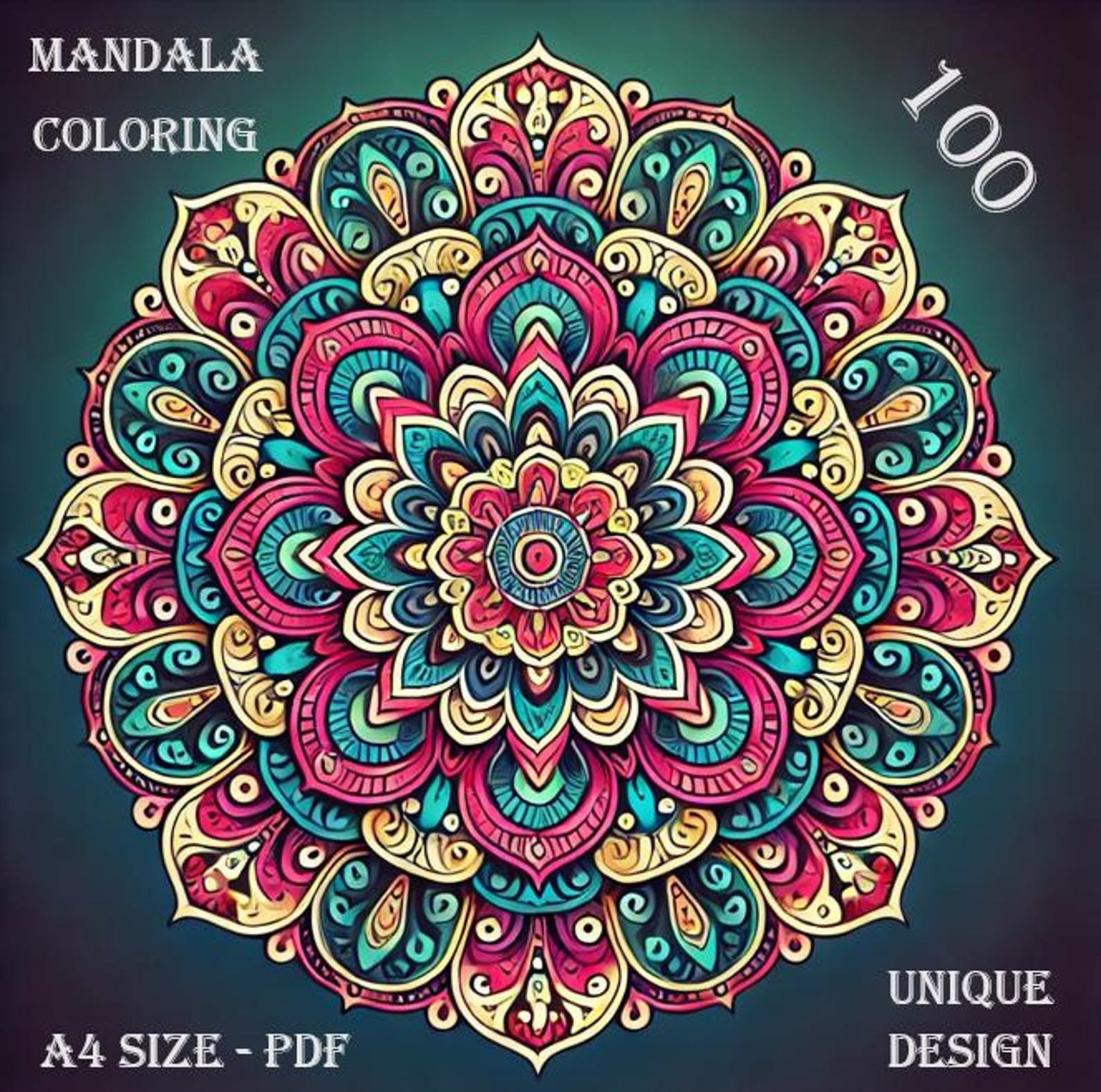MANDALA 100 Coloring Book A4 Size Printable PDF - Etsy